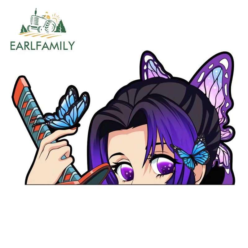 EARLFAMILY 5.1 Inch Butterfly Dance Peeker Kochou Shinobu Car Sticker ...