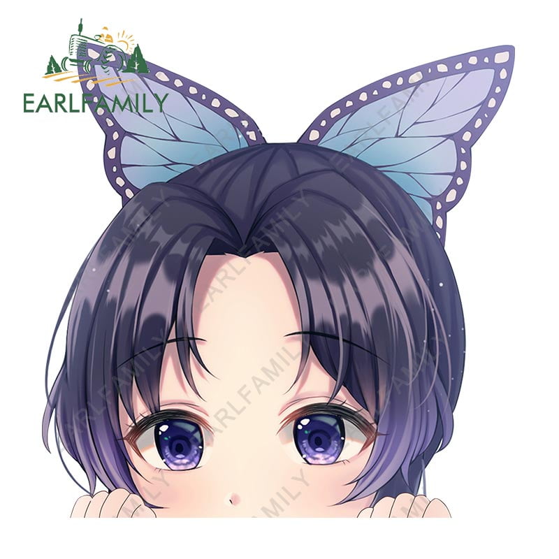 EARLFAMILY 5.1 Inch Butterfly Dance Peeker Kochou Shinobu Car Sticker ...