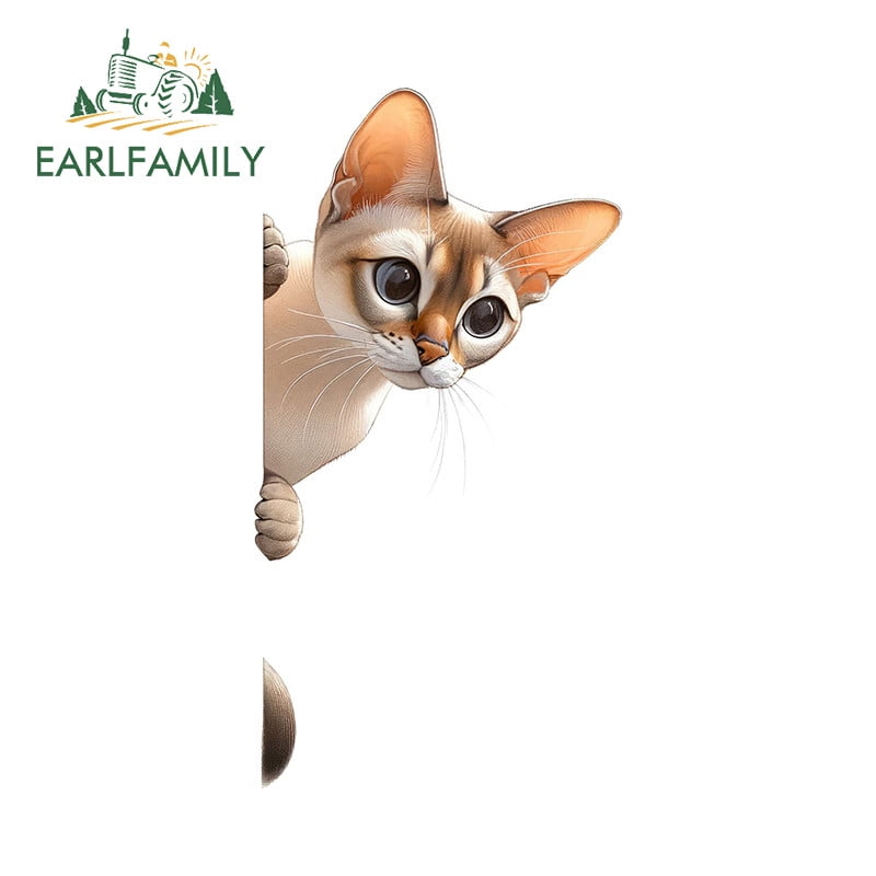 EARLFAMILY 5.1 Inch Cat Peeker Cute Cartoon Car Sticker Air Conditioner ...