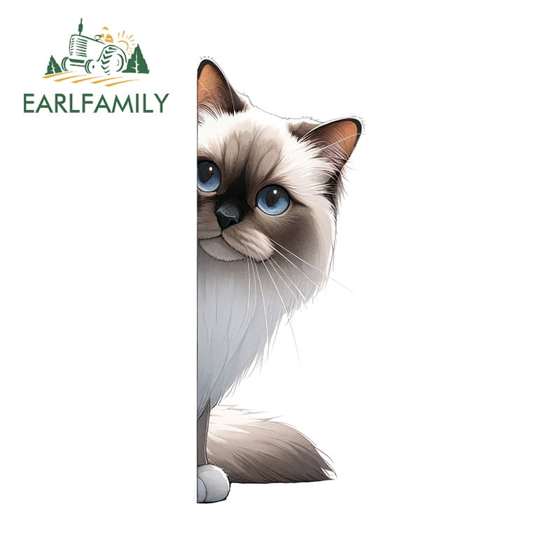 EARLFAMILY 5.1 Inch Cat Peeker Cute Cartoon Car Sticker Air Conditioner ...