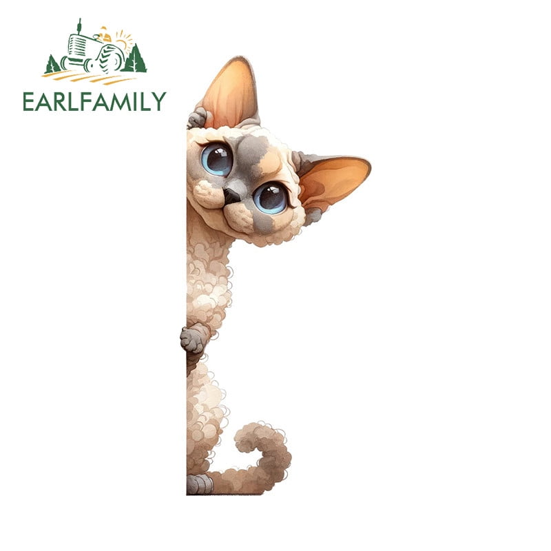 EARLFAMILY 5.1 Inch Cat Peeker Cute Cartoon Car Sticker Air Conditioner ...