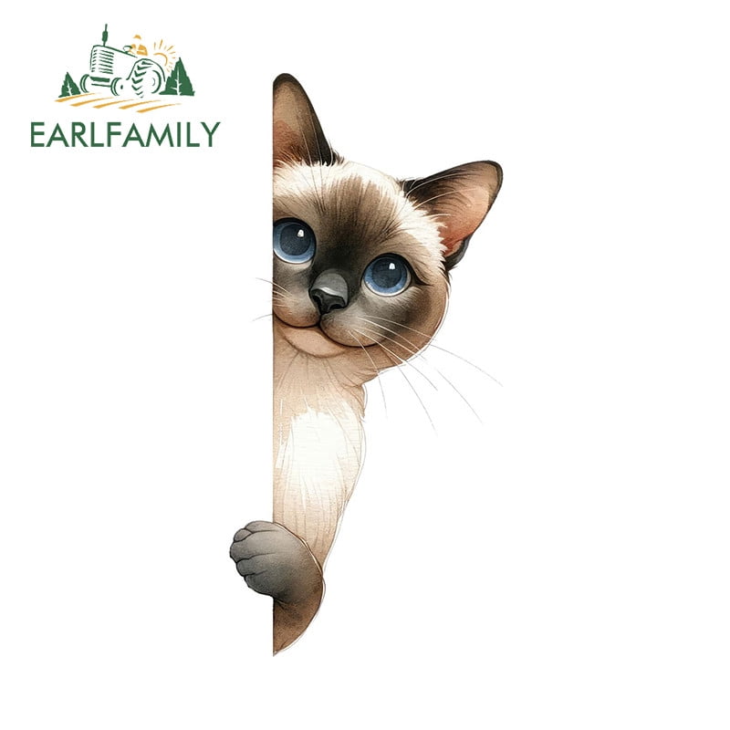 EARLFAMILY 5.1 Inch Cat Peeker Cute Cartoon Car Sticker Air Conditioner ...