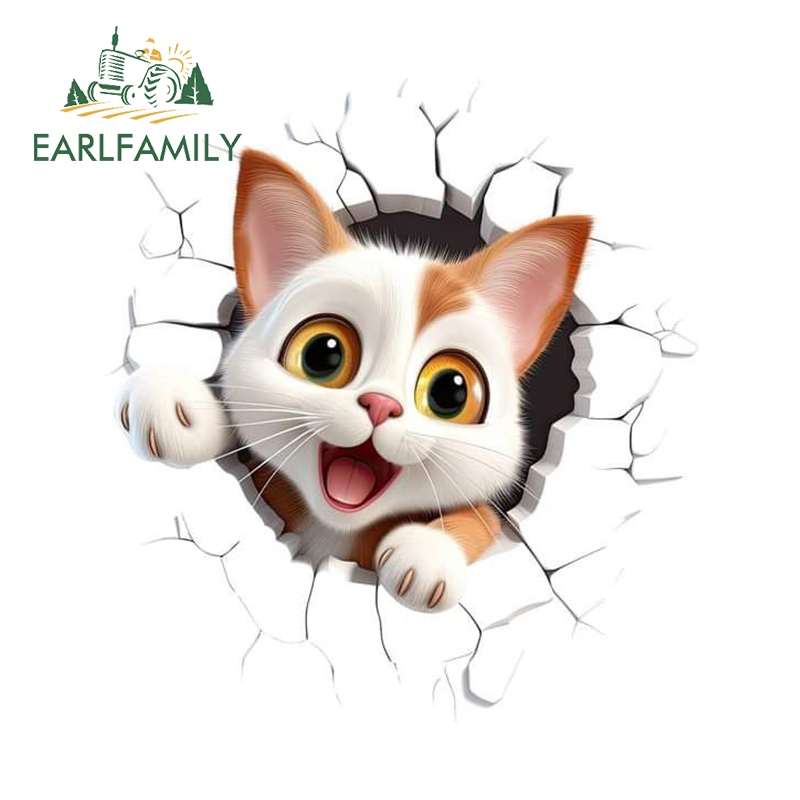 EARLFAMILY 5.1 Inch Cat Tear Car Sticker Energetic Creative Waterproof ...