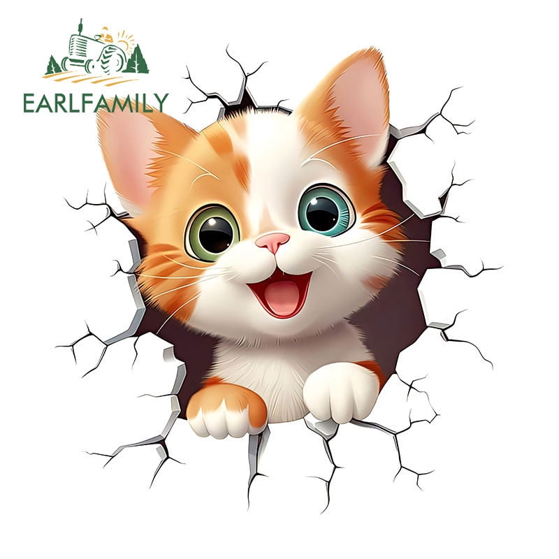EARLFAMILY 5.1 Inch Cat Tear Car Sticker Energetic Creative Waterproof ...