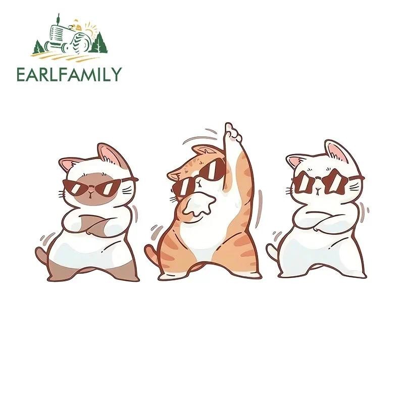 EARLFAMILY 5.1 Inch Dancing Cat Funky Car Stickers Vinyl Cartoon Decals ...