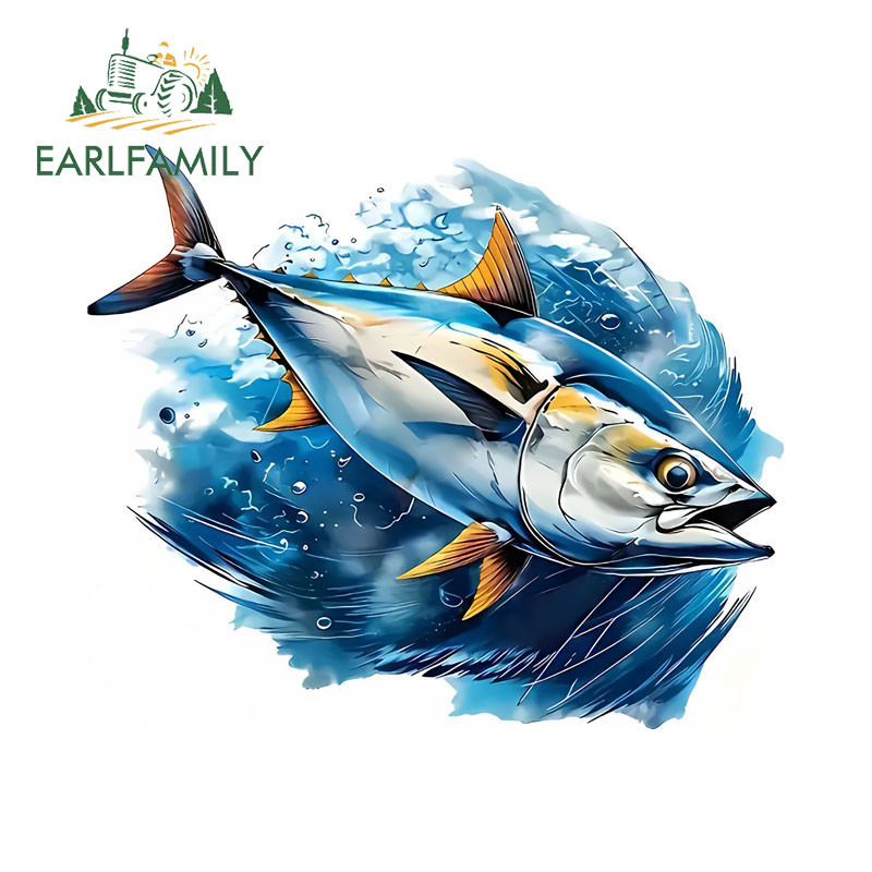 EARLFAMILY 5.1 Inch Dynamic Tuna Cartoon Car Stickers Caravan ...