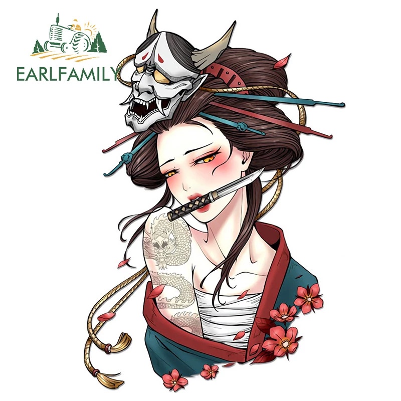EARLFAMILY 5.1 Inch Female Japanese Samurai Car Sticker Trunk ...