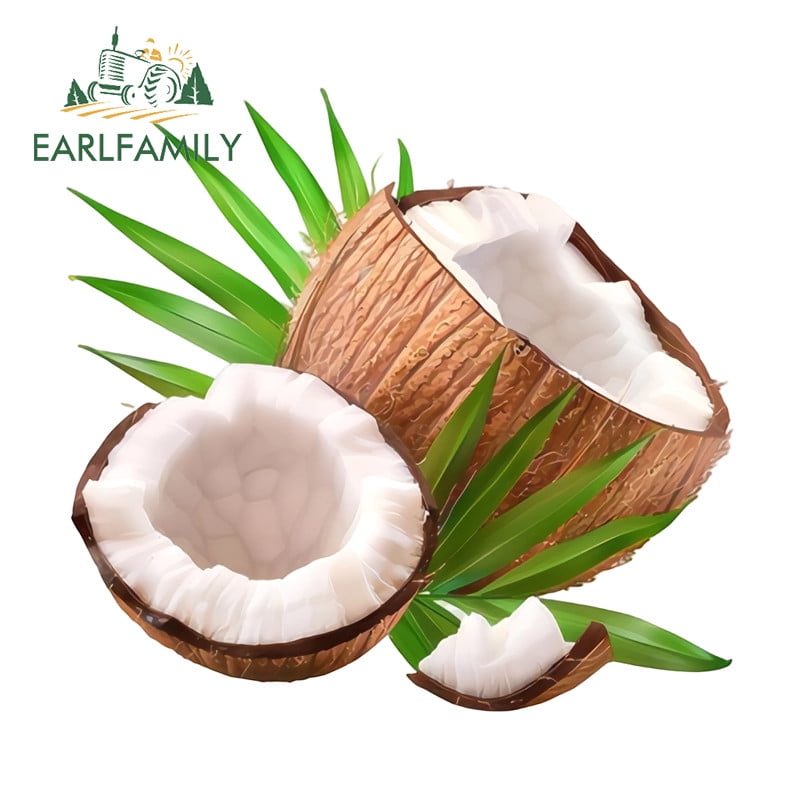 EARLFAMILY 5.1 Inch Fresh Coconut 3D Car Stickers Personality Scratch ...