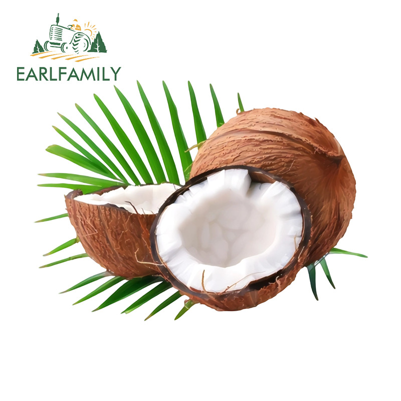 EARLFAMILY 5.1 Inch Fresh Coconut 3D Car Stickers Personality Scratch ...