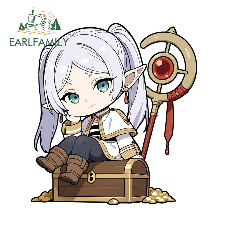 EARLFAMILY 5.1 Inch Frieren Sitting On The Treasure Chest Car Stickers ...