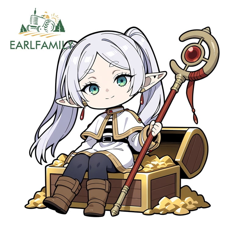 EARLFAMILY 5.1 Inch Frieren Sitting On The Treasure Chest Car Stickers ...