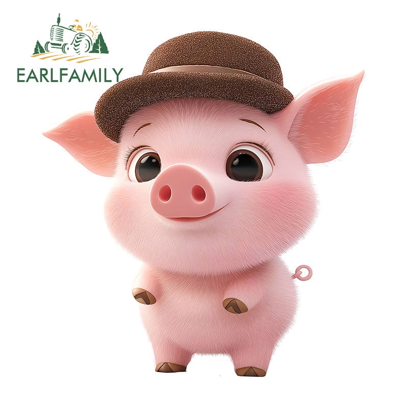 EARLFAMILY 5.1 Inch Gentleman Pig Cartoon 3D Car Stickers Windows ...