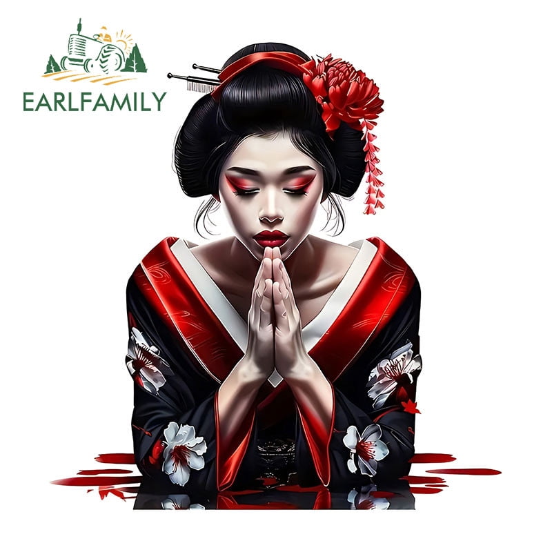 EARLFAMILY 5.1 Inch Japanese Geisha Beauty Car Stickers Motorcycle ...