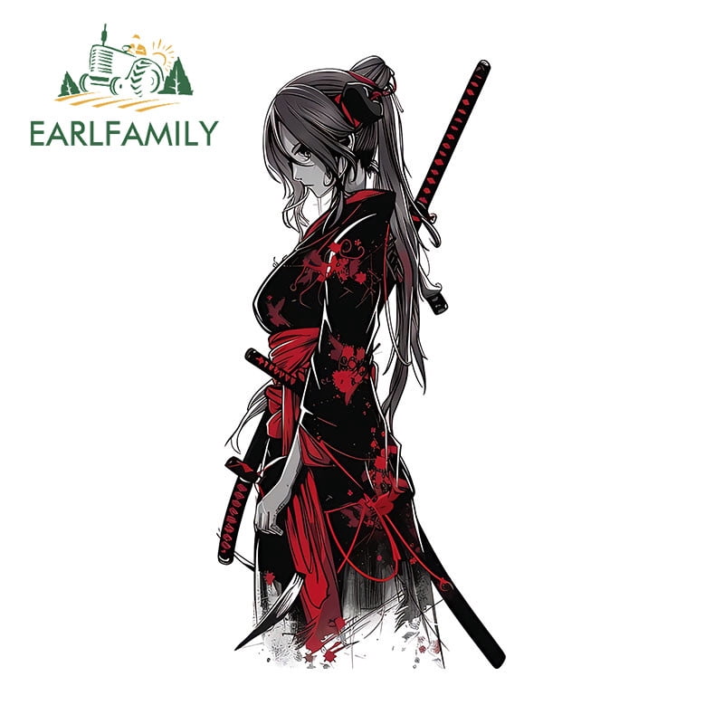 EARLFAMILY 5.1 Inch Japanese Samurai Female Car Sticker Sunscreen ...