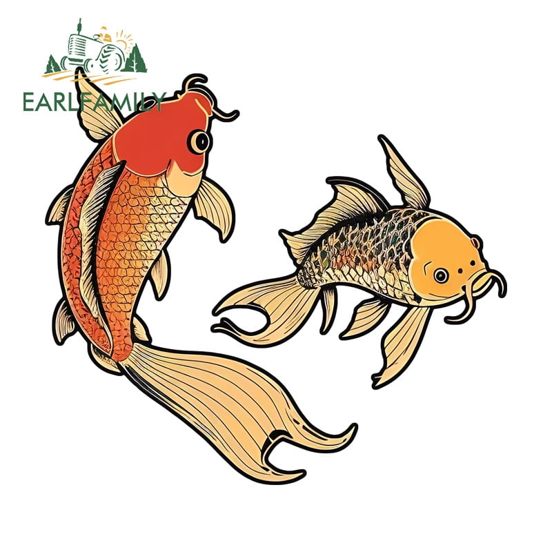 EARLFAMILY 5.1 Inch Koi Fish with Flower Car Sticker Personality ...