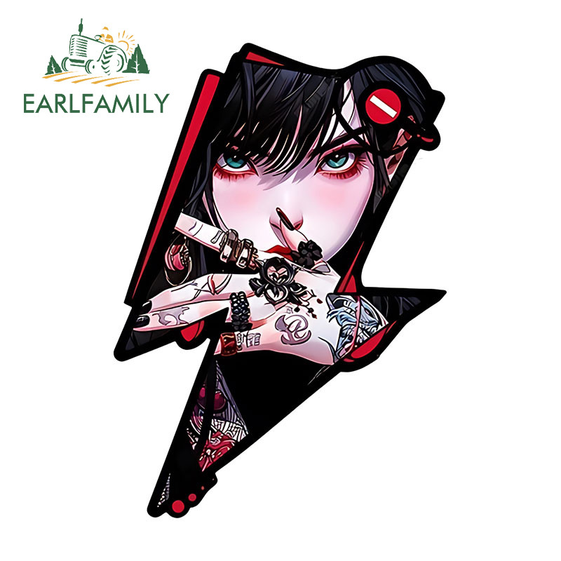 EARLFAMILY 5.1 Inch Lightning Cool Anime Girl Car Sticker Air ...