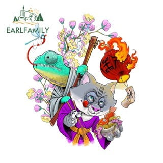 EARLFAMILY 5.1 Inch Pampling Sakura Cat Car Sticker Refrigerator ...