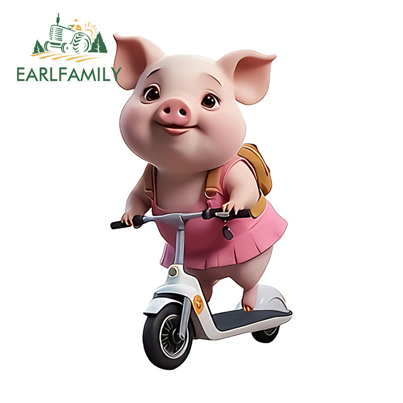 EARLFAMILY 5.1 Inch Pink Pig Car Sticker Cute Personality Auto Computer ...