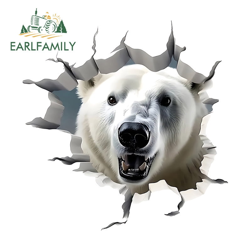 EARLFAMILY 5.1 Inch Polar Bear Tear Car Sticker Cartoon Cute Occlusion ...