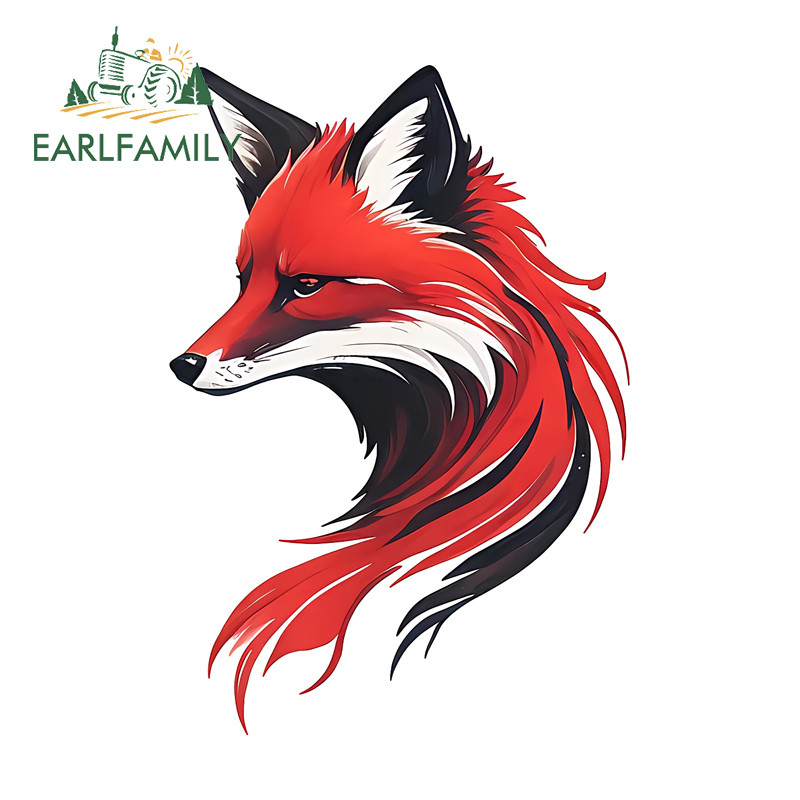 EARLFAMILY 5.1 Inch Red with Black Fox Car Stickers Windshield ...