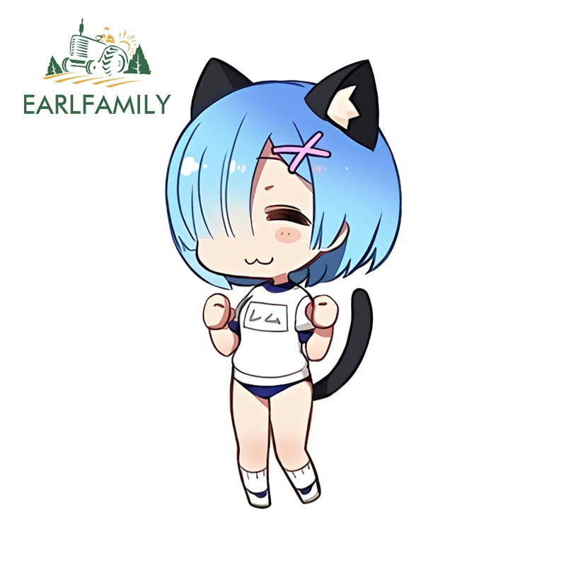 EARLFAMILY 5.1 Inch Rem Cat Girl Cute Car Stickers Kawaii Sportswear ...