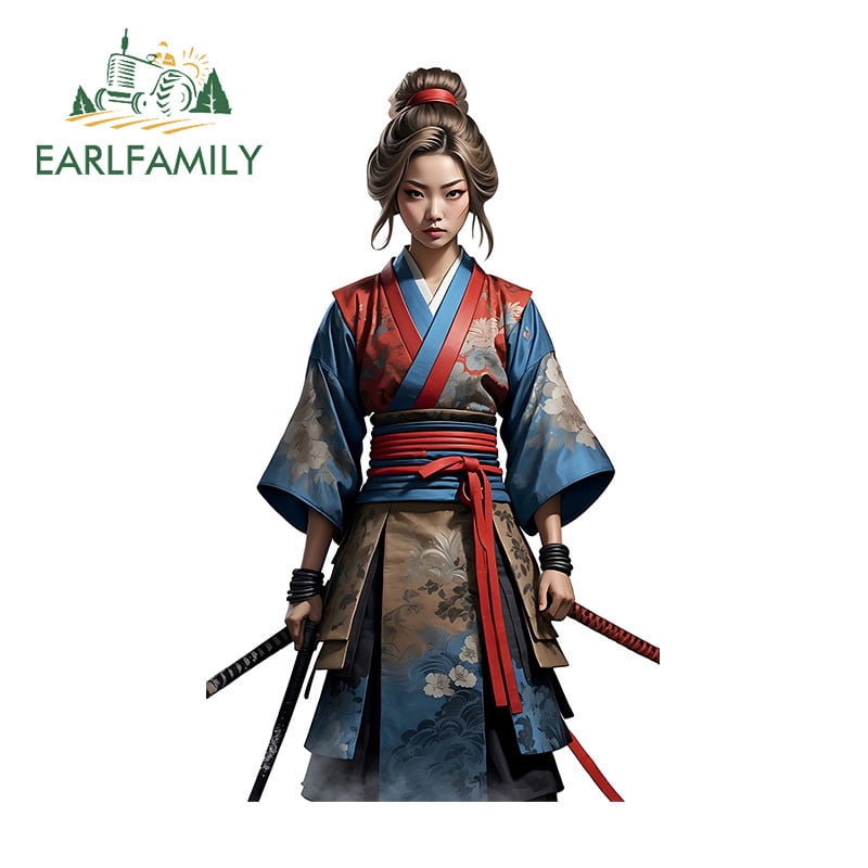 EARLFAMILY 5.1 Inch Samurai Female Beauty Car Sticker Windshield Bumper ...