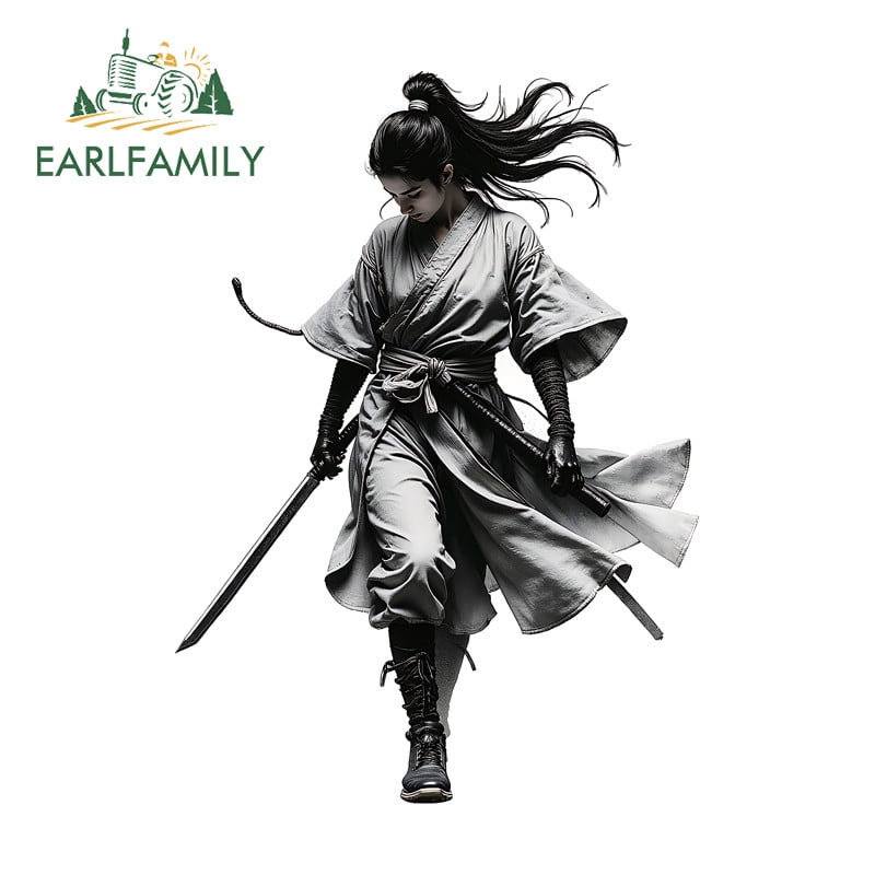 EARLFAMILY 5.1 Inch Samurai Female Japanese Car Stickers Motorcycle ...