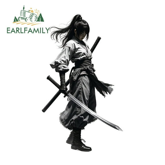 EARLFAMILY 5.1 Inch Samurai Female Japanese Car Stickers Motorcycle ...