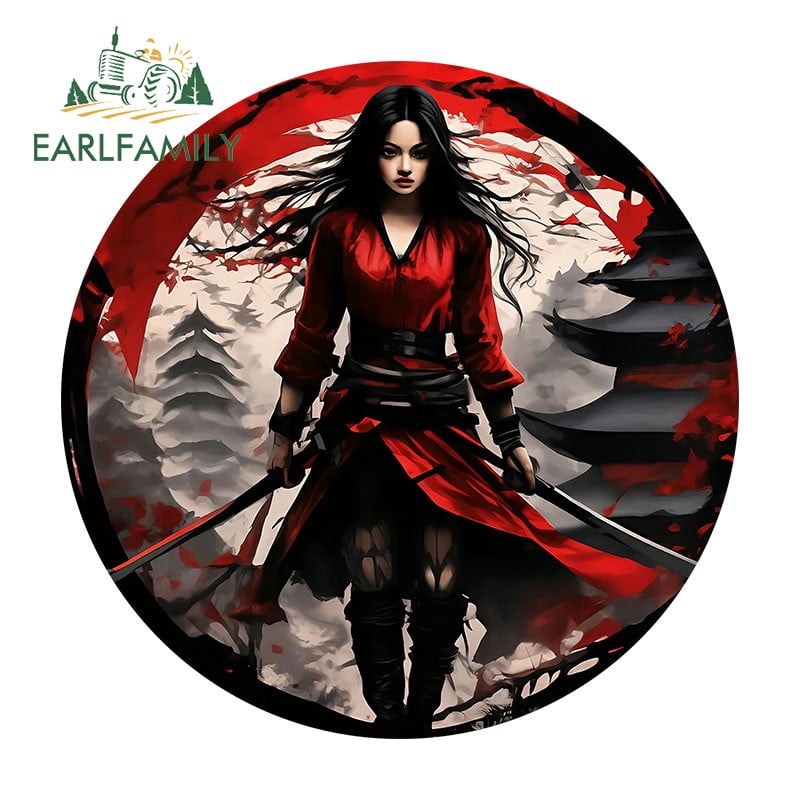 EARLFAMILY 5.1 Inch Samurai Female Japanese Car Stickers Occlusion ...