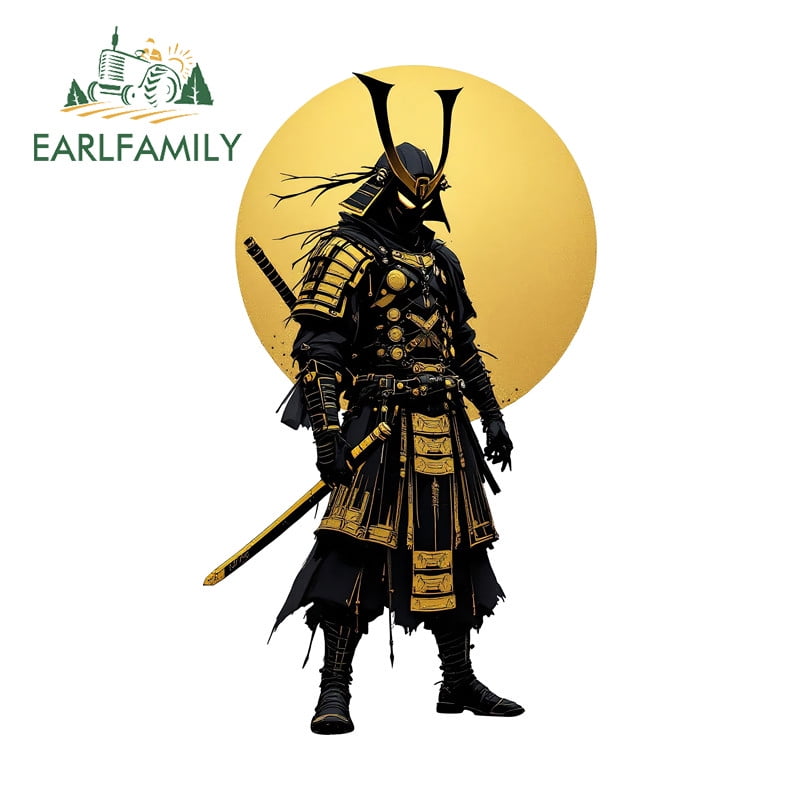 EARLFAMILY 5.1 Inch Samurai with Golden Sun Car Stickers Motorcycle ...