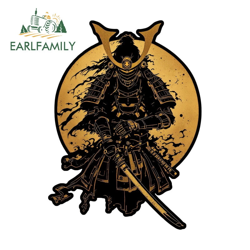 EARLFAMILY 5.1 Inch Samurai with Golden Sun Car Stickers Motorcycle ...