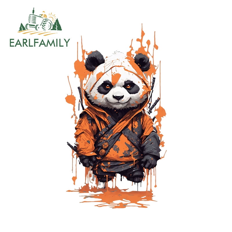 EARLFAMILY 5.1 Inch Samurai Panda Car Sticker Occlusion Scratch ...