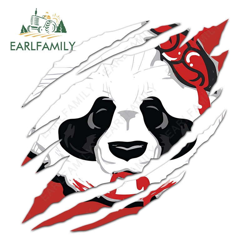 EARLFAMILY 5.1 Inch Samurai Panda Tear Car Sticker Scratch-Proof Air ...