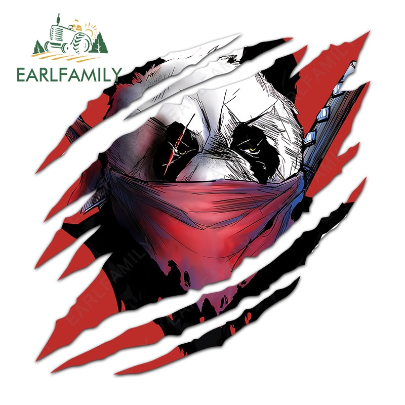 EARLFAMILY 5.1 Inch Samurai Panda Tear Car Sticker Scratch-Proof Air ...