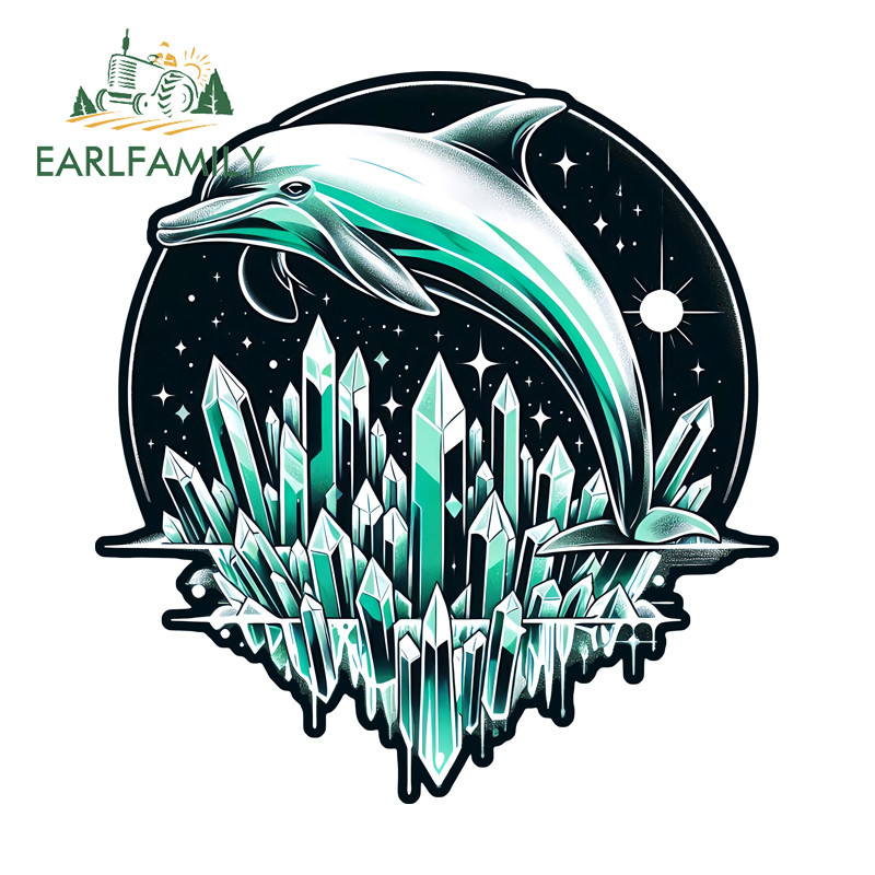 EARLFAMILY 5.1 Inch Surreal Dolphin Car Sticker Cartoon Fashionable ...