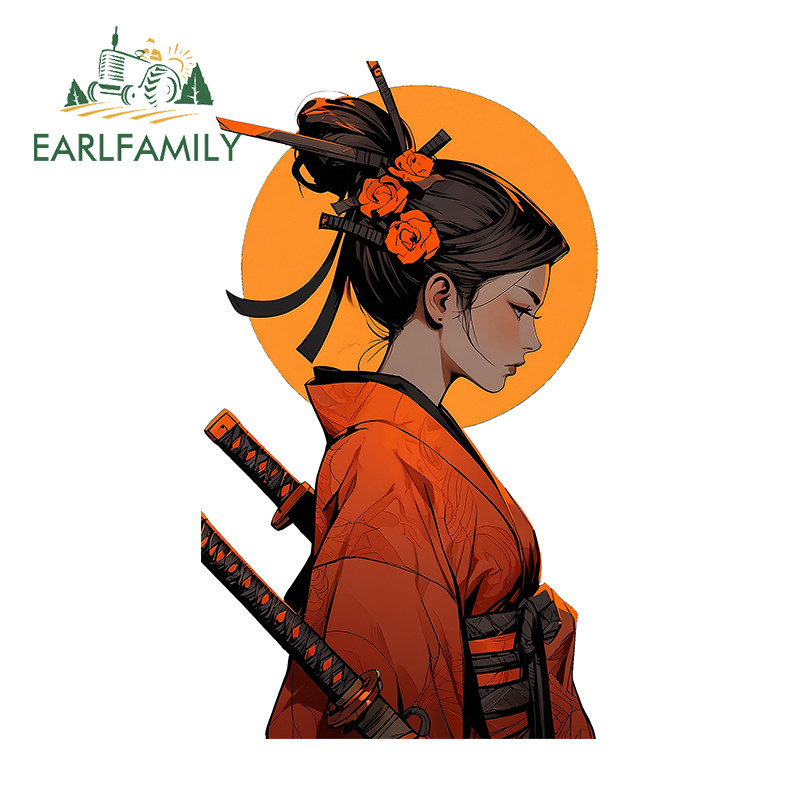 EARLFAMILY 5.1 Inch Tattoo Samurai Female Car Sticker Personality ...