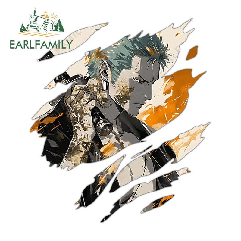 EARLFAMILY 5.1 Inch Tear Car Stickers Anime Black Style Motorcycle ...