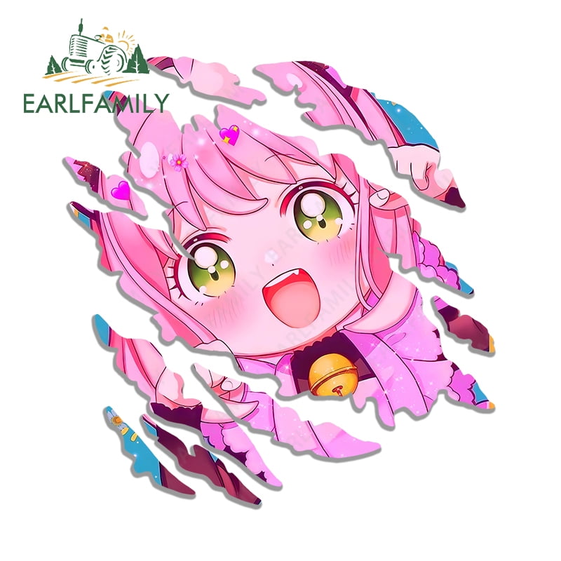 EARLFAMILY 5.1 Inch Tearing Cute Aniya Car Sticker Vinyl Scratch-Proof ...