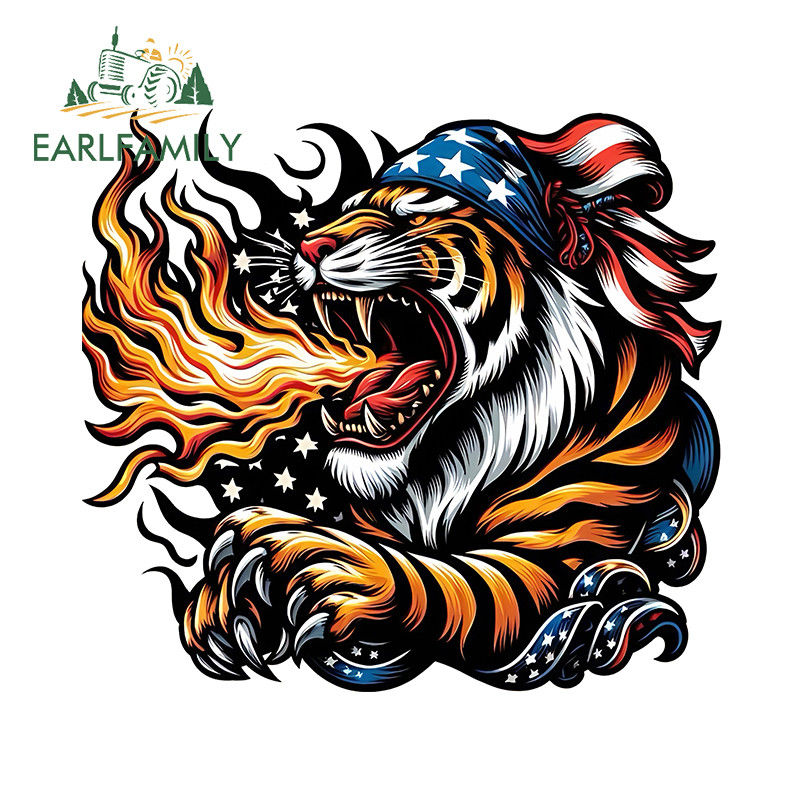 EARLFAMILY 5.1 Inch Tiger Car Stickers Motorcycle Windows Helmet ...