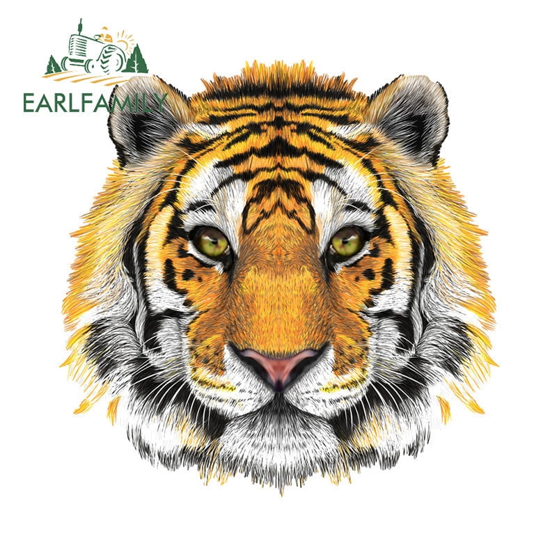 EARLFAMILY 5.1 Inch Tiger Head Cool Car Sticker Fish Boat Fishing ...