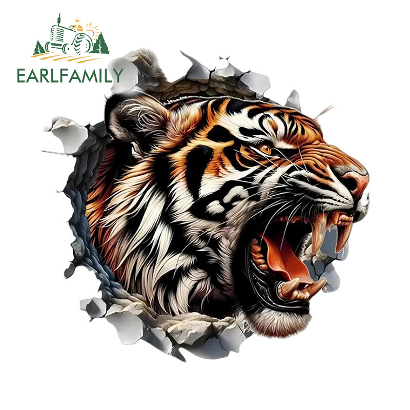 EARLFAMILY 5.1 Inch Tiger Tear Cartoon Car Stickers Motorcycle Helmet ...