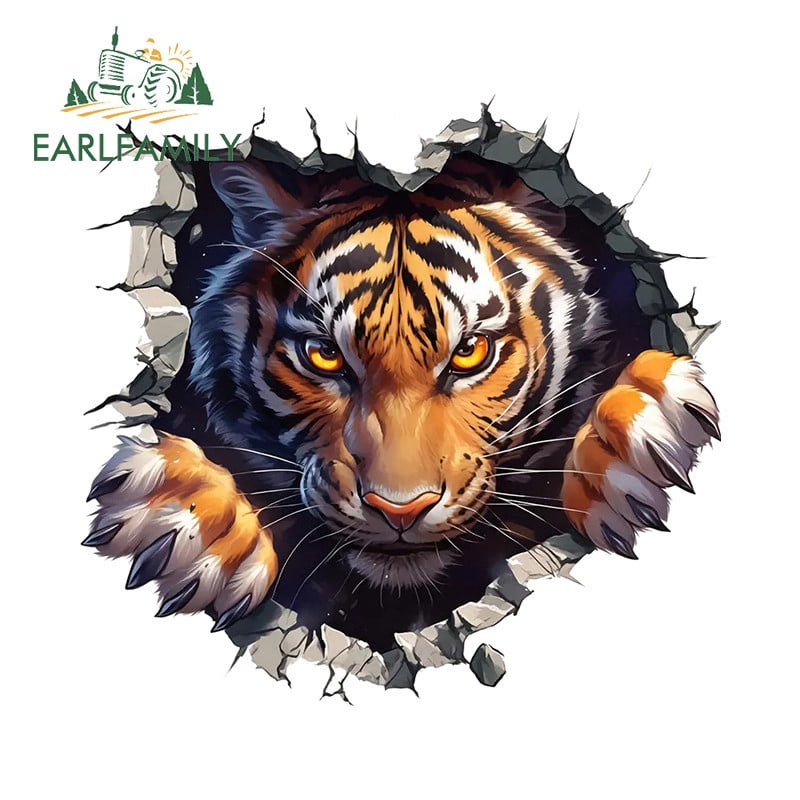 EARLFAMILY 5.1 Inch Tiger Tear Cartoon Car Stickers Motorcycle Helmet ...