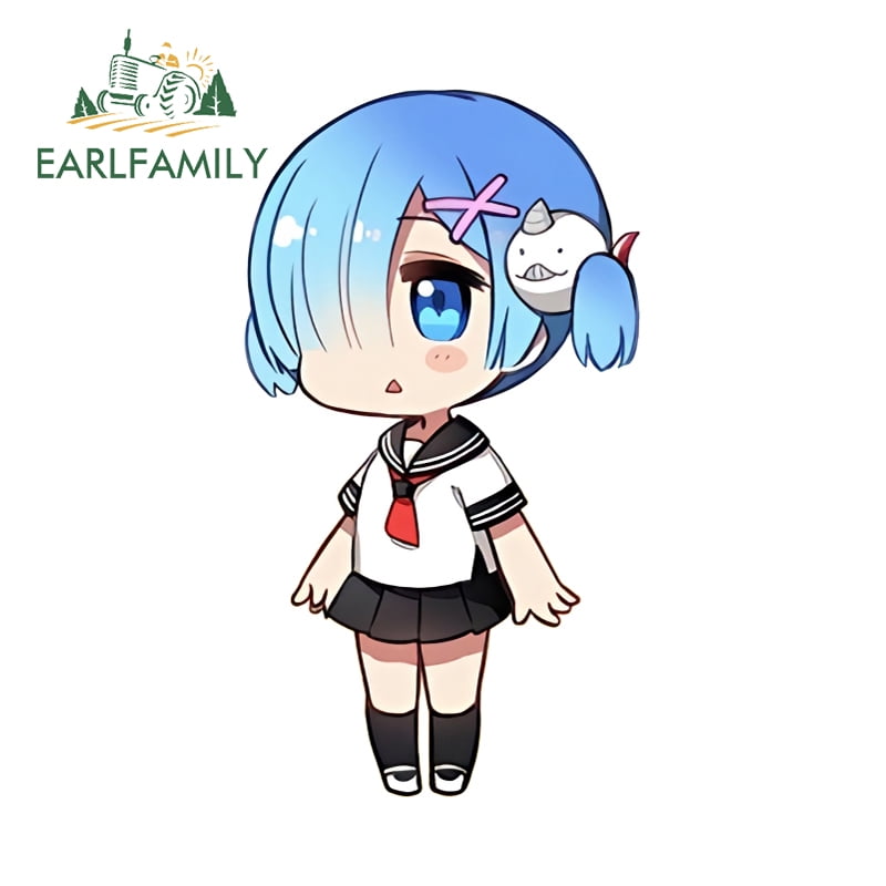 EARLFAMILY 5.1 Inch Uniform Rem Car Stickers Chibi Anime Devil Headband ...