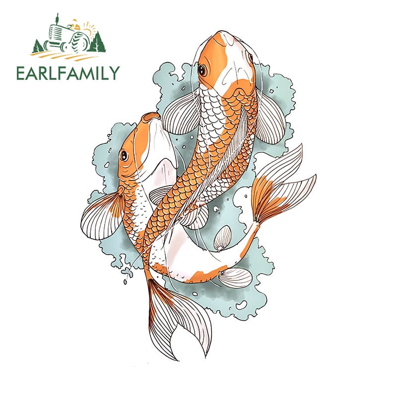 EARLFAMILY 5.1 Inch for Koi Fish Car Stickers Motorcycle Creative ...