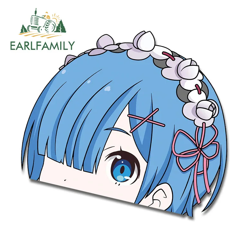 EARLFAMILY 5.1 Inch for Rem Anime Peeker Car Stickers Vinyl Car Wrap ...