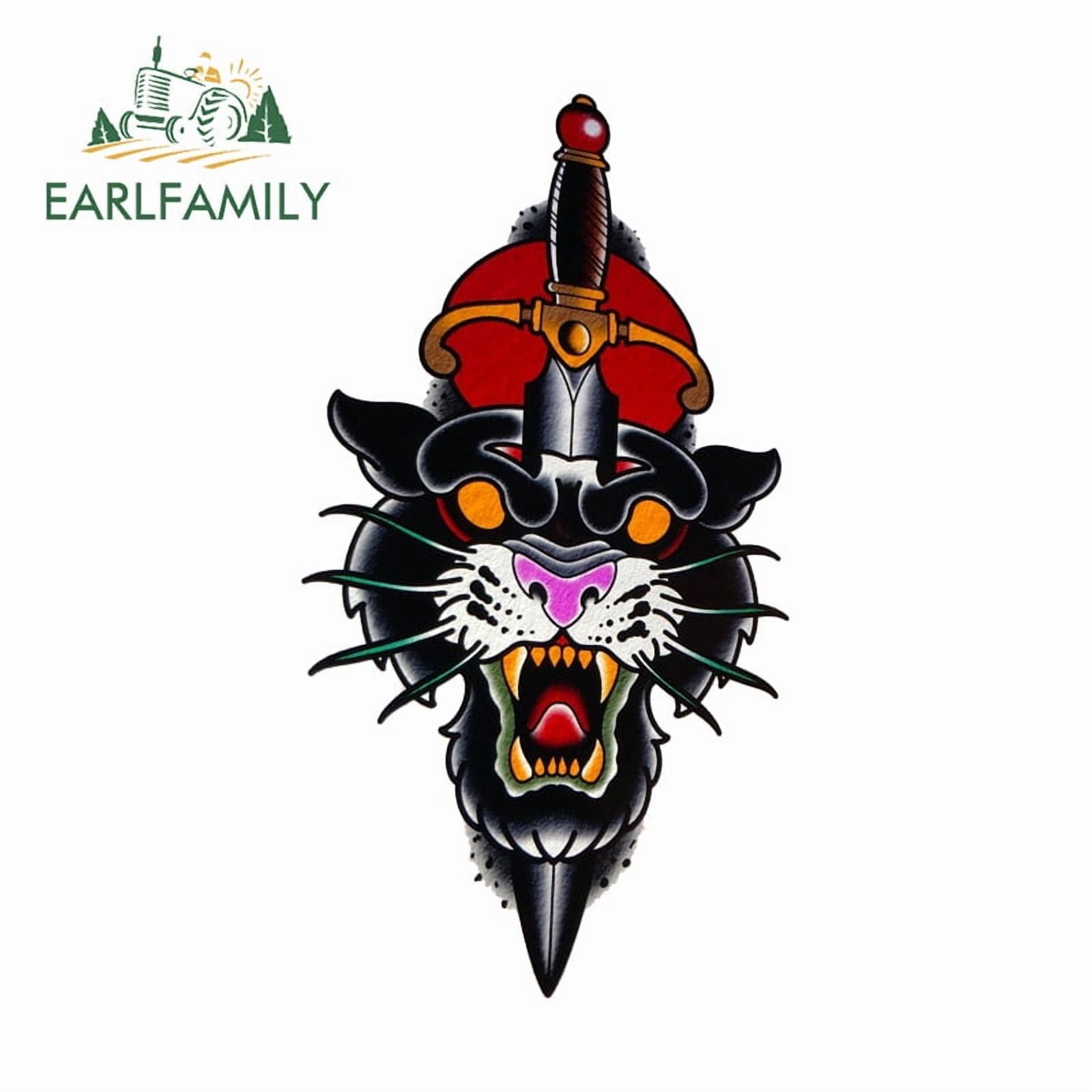 EARLFAMILY 5.1" Leopard with Sword Car Sticker Creative Motorcycle ...