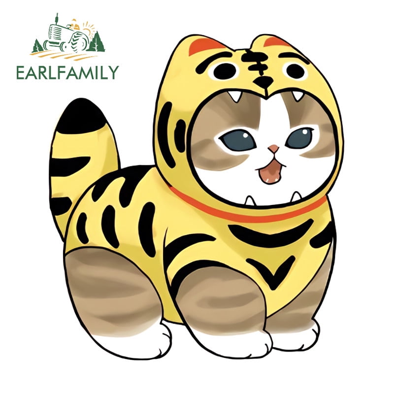EARLFAMILY 5.1" Lucky Cat Cartoon Car Sticker Occlusion Scratch ...