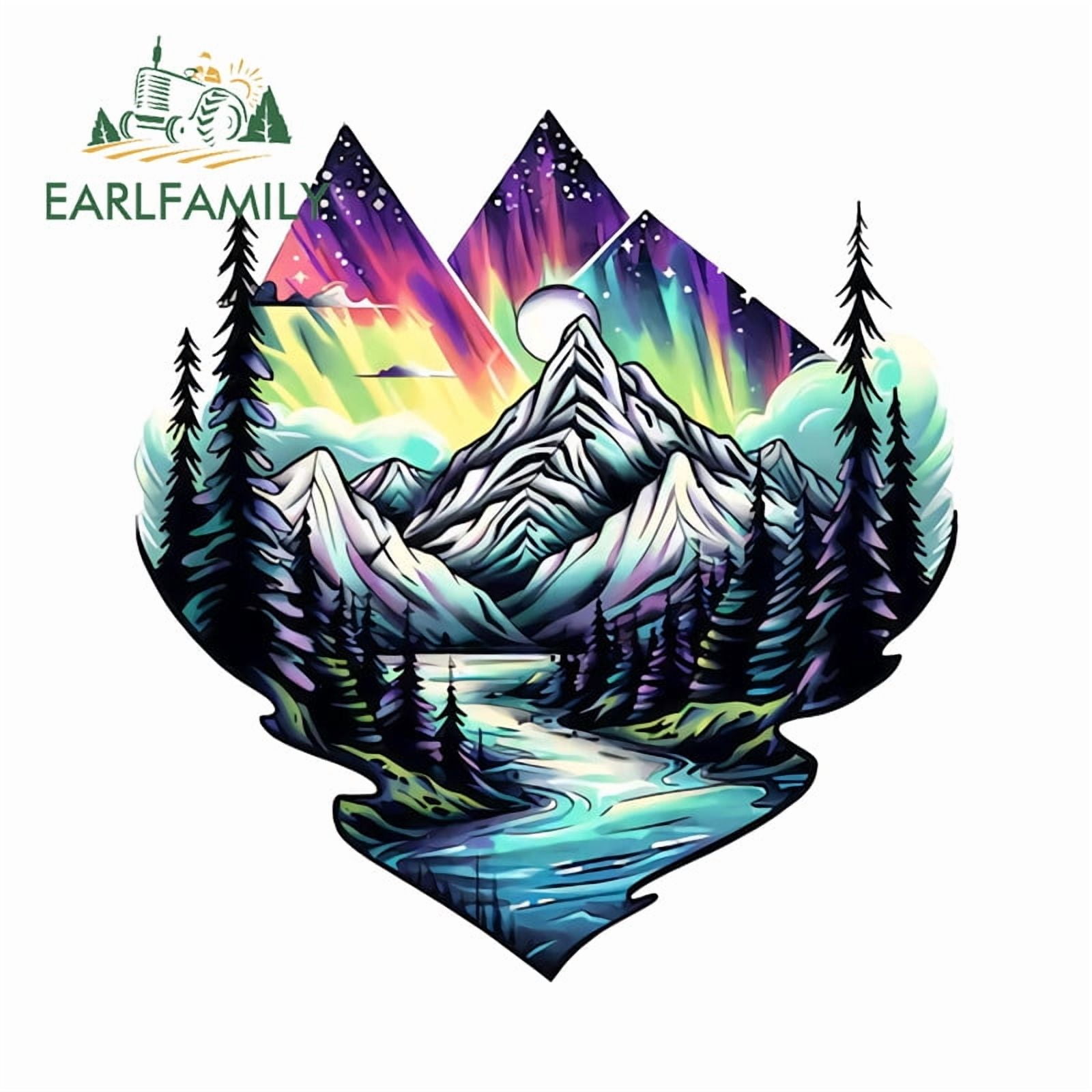 EARLFAMILY 5.1" Mountains Trees Car Stickers Humorous Waterproof ...