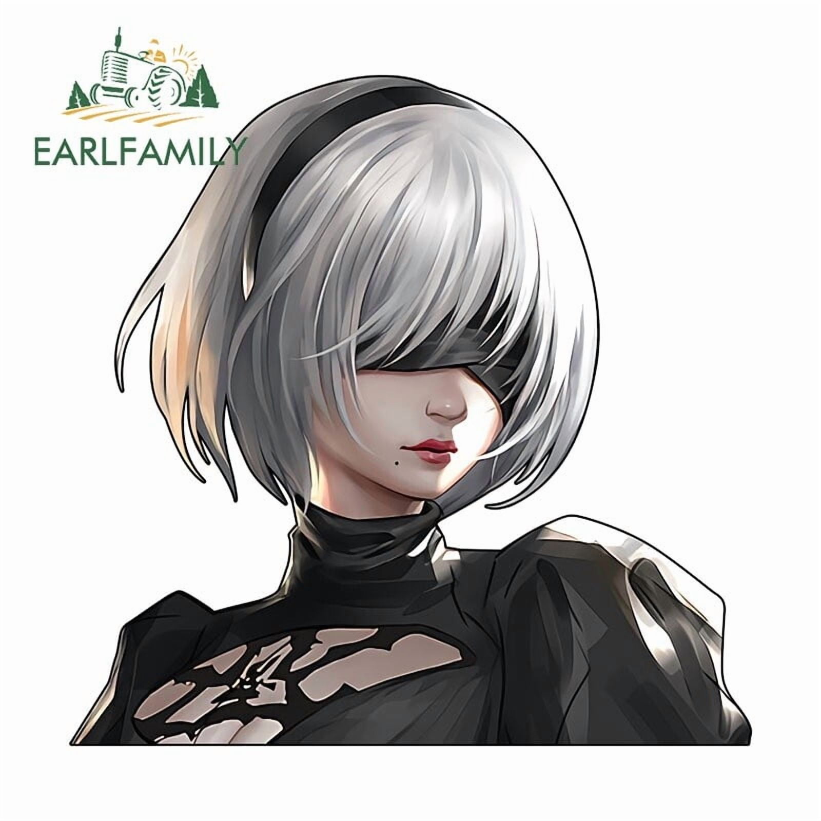 EARLFAMILY 5.1" Nier 2B Car Sticker Silver Hair Girl Cartooon Cute Car ...