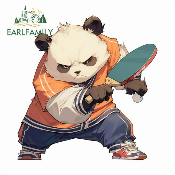 EARLFAMILY 5.1" Panda Play Ping-pong Funny Car Stickers Occlusion ...